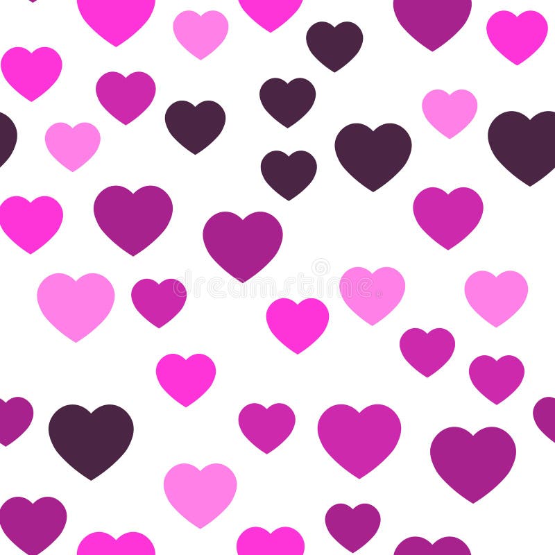 Pink Hearts Seamless Pattern. Random Scattered Hearts Background. Love ...