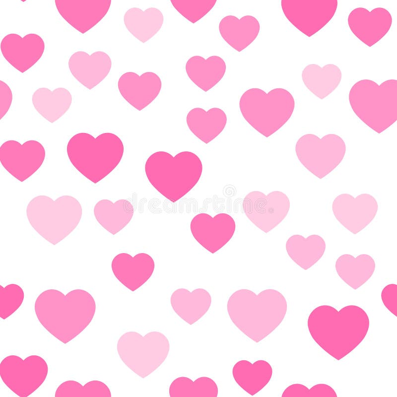 Pink Hearts Seamless Pattern. Random Scattered Hearts Background. Love ...
