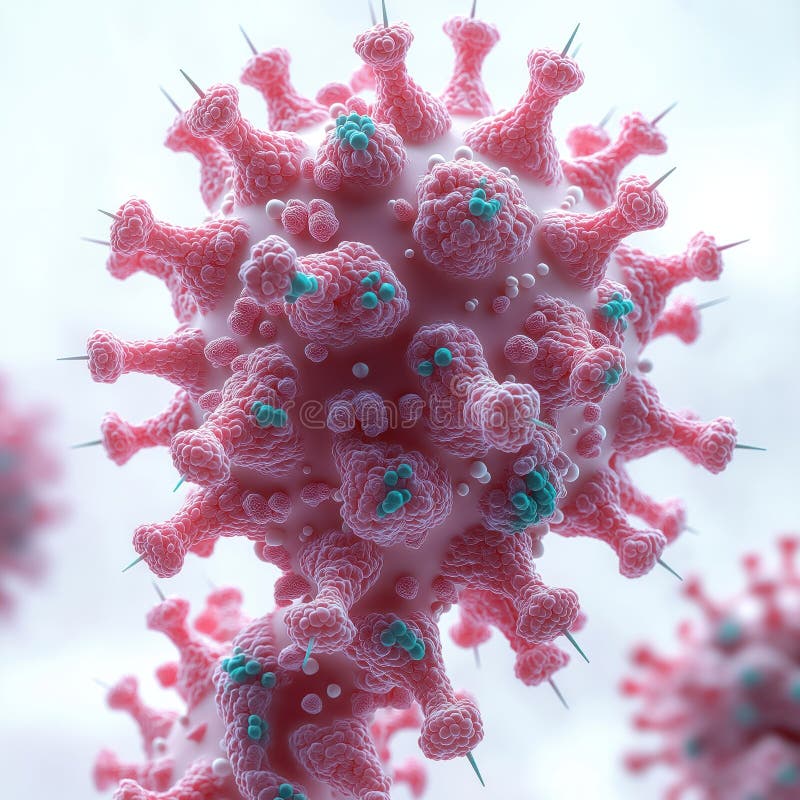 Pink Helical Virus 3D Illustration Isolated on White Background ...