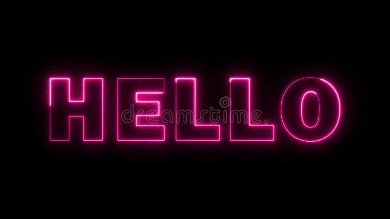 Pink HELLO Neon Sign on Black Background Loop Animation Text Stock ...
