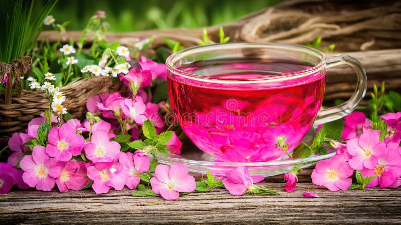 Pink Herbal Tea Outdoors Garden Setting Spring Stock Photos - Free ...