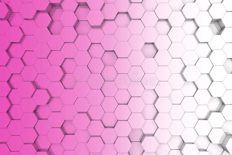 3d Rendering, Blue And Pink Hexagonal Background Stock Illustration ...