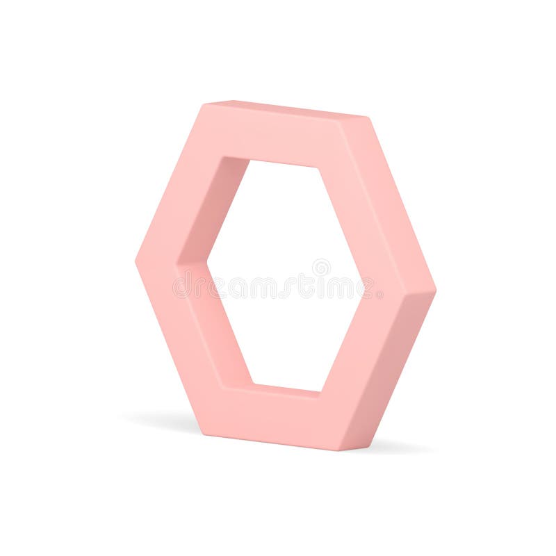 Pink Hexagonal Geometric Figure Vertical Decor Element Glossy Frame ...