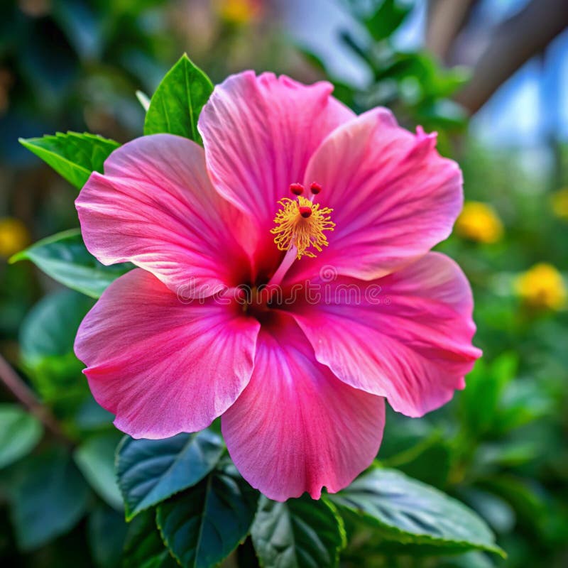 Pink hibiscus flower stock illustration. Illustration of pattern ...