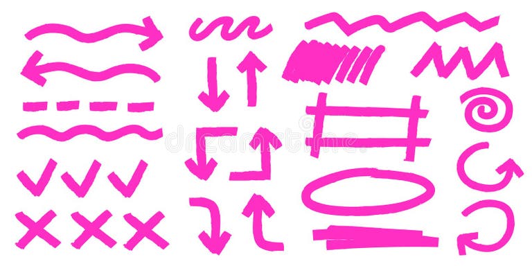 Pink Highlight Marker Elements Stock Illustration - Illustration of ...