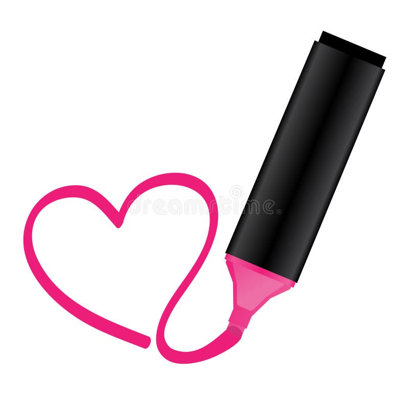 Pink Highlighter with Heart Stock Vector - Illustration of piece ...