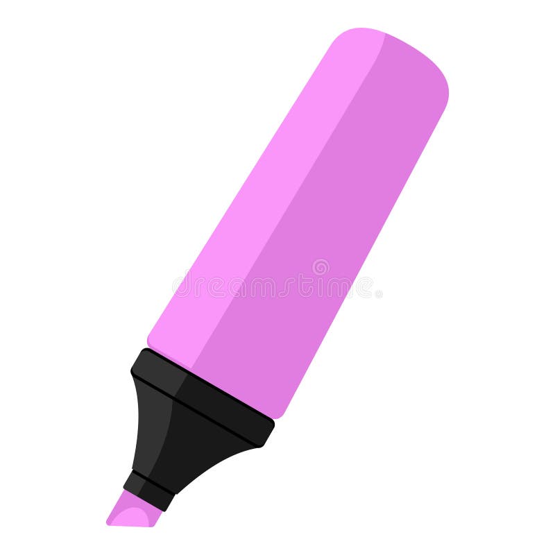 Pink Highlighter Pen Flat Icon on White Stock Vector - Illustration of ...