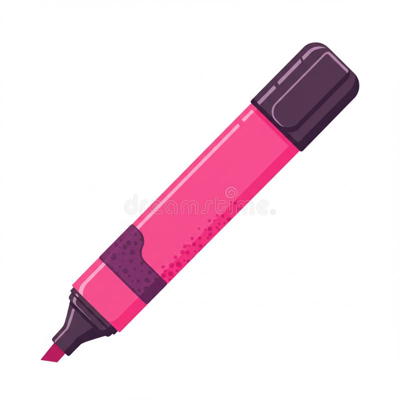 Pink Highlighter with a Wide, Angled Tip and a Dark Cap. the Body is ...