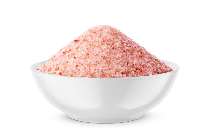 Pink Himalayan Fine Salt in White Bowl Isolated on White. Side View ...
