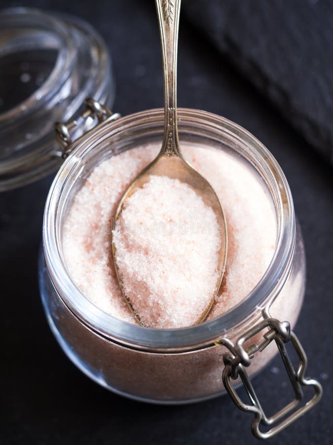 Pink Himalayan Salt in a Jar Stock Photo - Image of food, aerial: 86173278