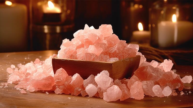 Pink Himalayan Salt on Kitchen Table. Generative AI Stock Illustration ...