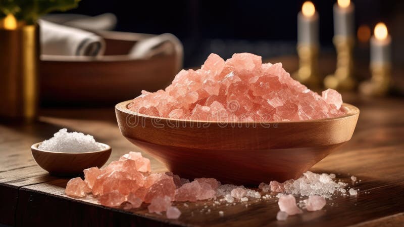Pink Himalayan Salt on Kitchen Table. Generative AI Stock Illustration ...