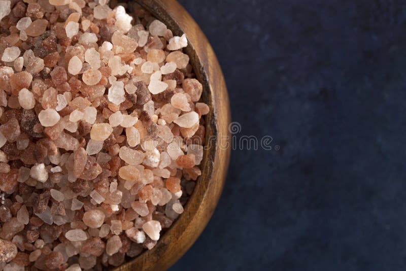 Himalayan Sea Salt on a Dark Blue Table Stock Photo - Image of ...
