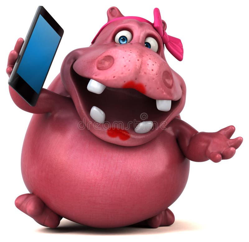Hippo on Phone. Animal in Smartphone Stock Vector - Illustration of ...