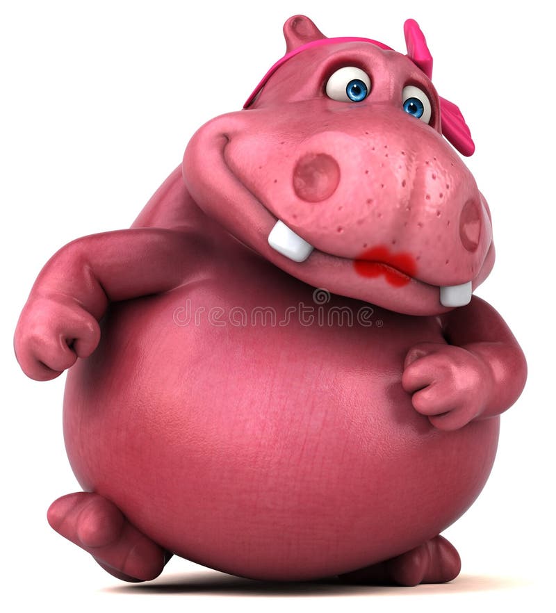 Pink Hippo - 3D Illustration Stock Illustration - Illustration of ...