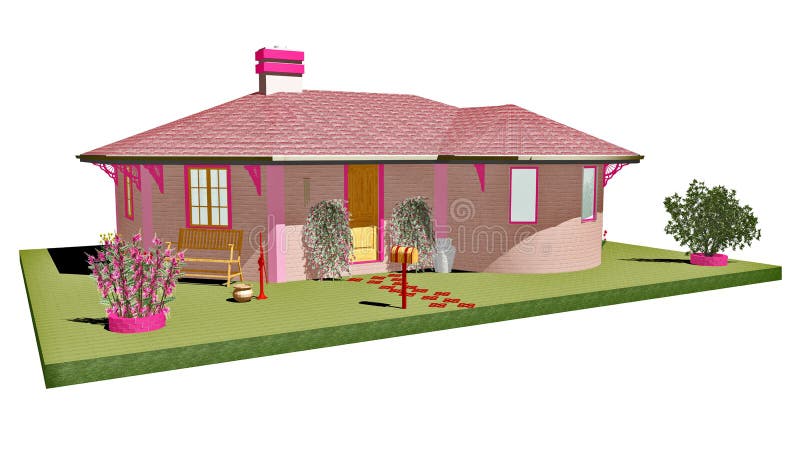 Pink Home-3d stock illustration. Illustration of tiles - 19662184