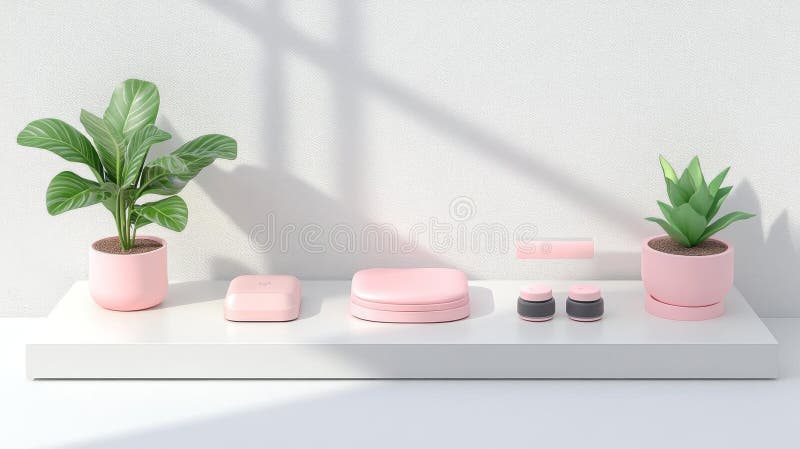 Pink Home Devices & Plants Stock Image - Image of ambiance, decor ...