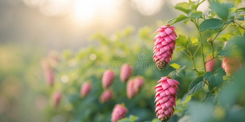 Pink Hop Cones Growing on a Plant Outdoors Stock Image - Image of ...