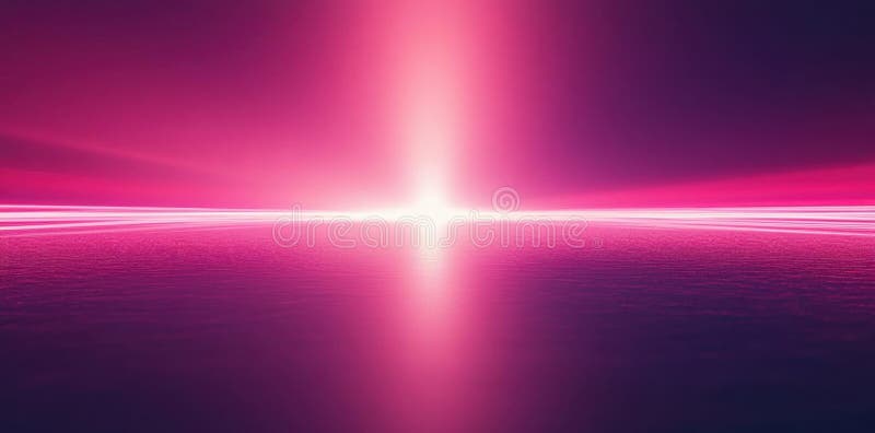 Pink Horizon Emits Bright Light Above the Surface and Abstract Concept ...