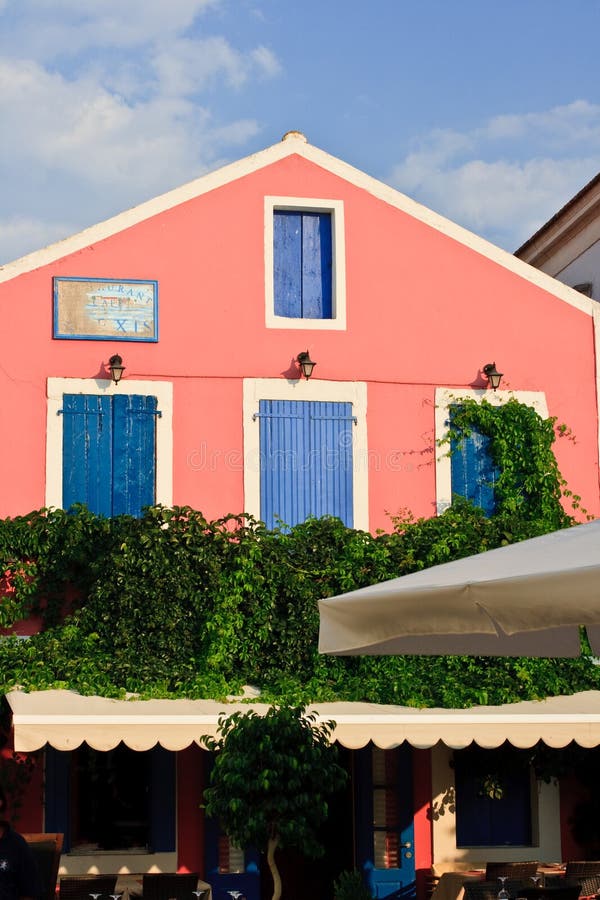 Pink house stock image. Image of facade, building, greenery - 21503923
