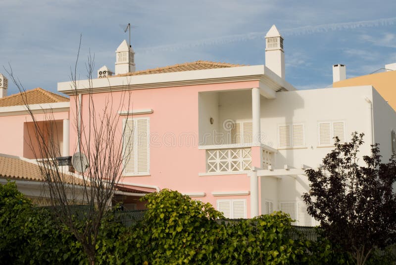 Pink house in Albufeira stock image. Image of comfortable - 32928295