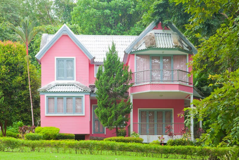 Pink house stock image. Image of beautiful, estate, green - 34067601