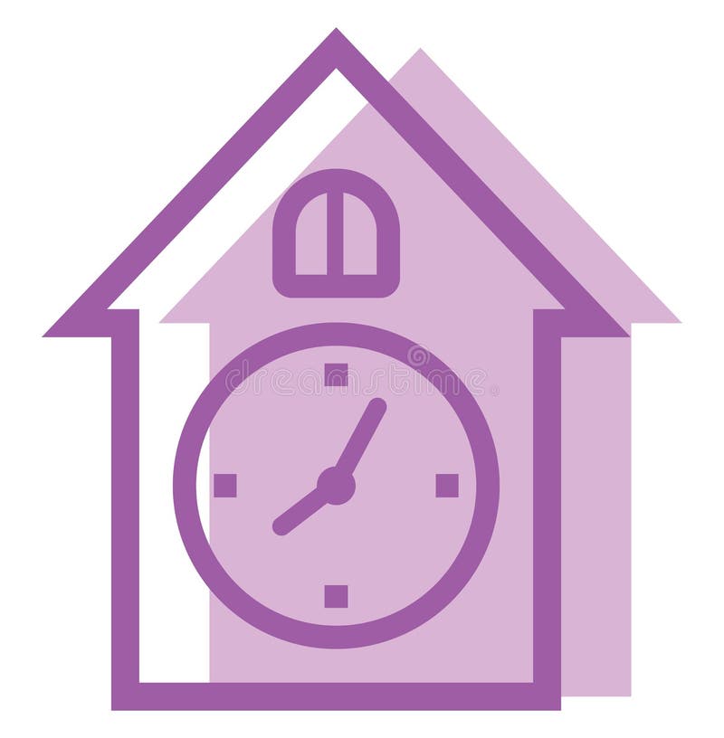 House, Clock, Location Tag Icon Line Continuous Drawing Vector. One ...