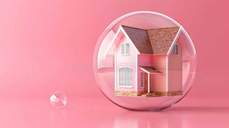 A Pink House is Inside a Clear Bubble Stock Photo - Image of concept ...