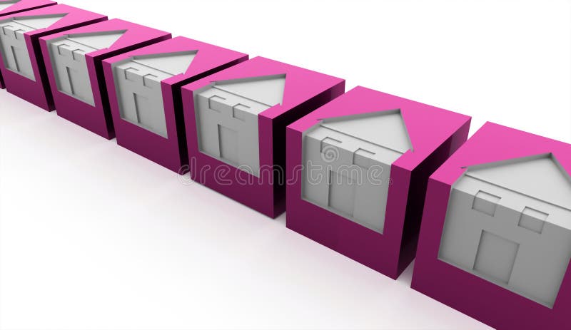 Pink Houses Business Concept Stock Illustration - Illustration of real ...