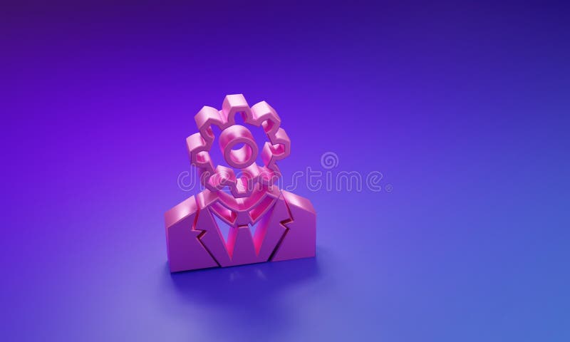 Pink Human Head with Gear Inside Icon Isolated on Purple-blue ...