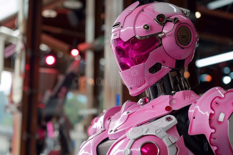 Pink humanoid robot stock illustration. Illustration of mechanical ...