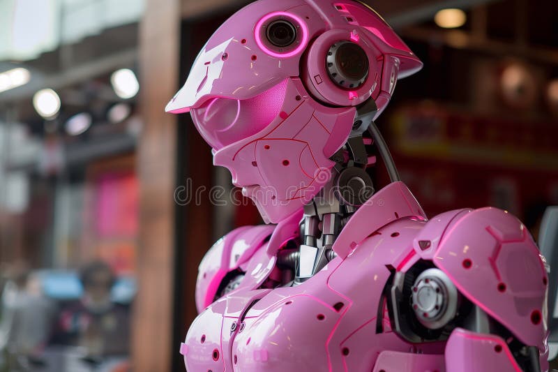 Pink humanoid robot stock illustration. Illustration of graphic - 319784454