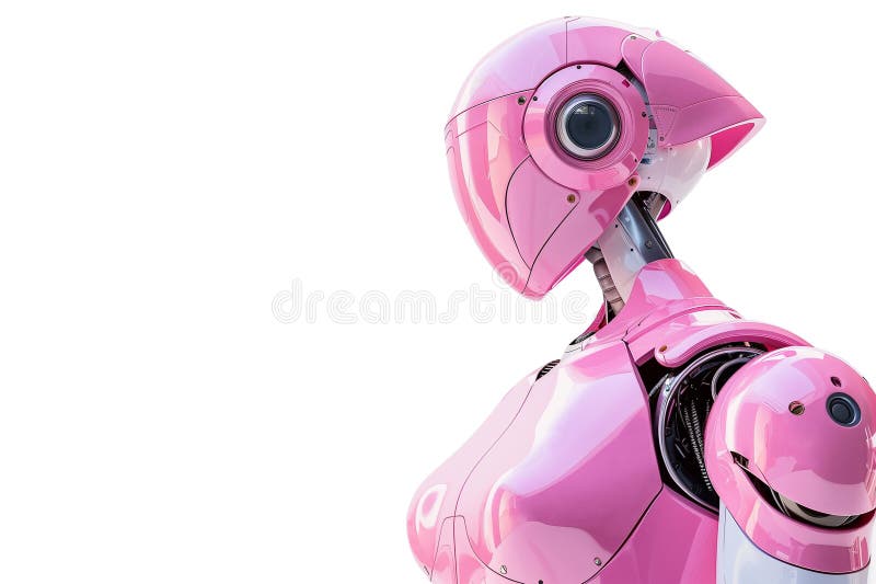 Pink humanoid robot stock illustration. Illustration of close - 319784451