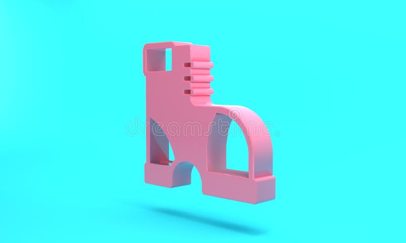 Pink Hunter Boots Icon Isolated on Turquoise Blue Background ...