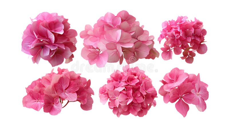 Pink Hydrangea Blooms on Transparent Background Stock Illustration ...