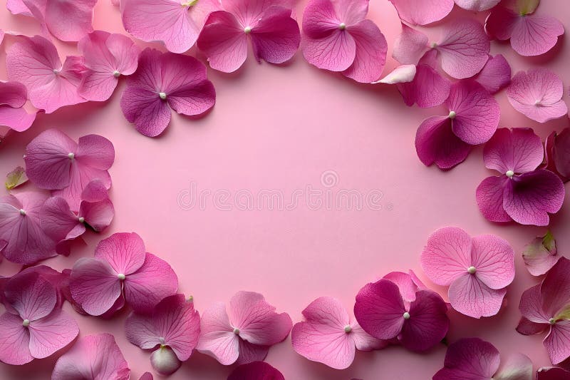 Pink Hydrangea Floral Border on Pastel Background for Spring Design ...