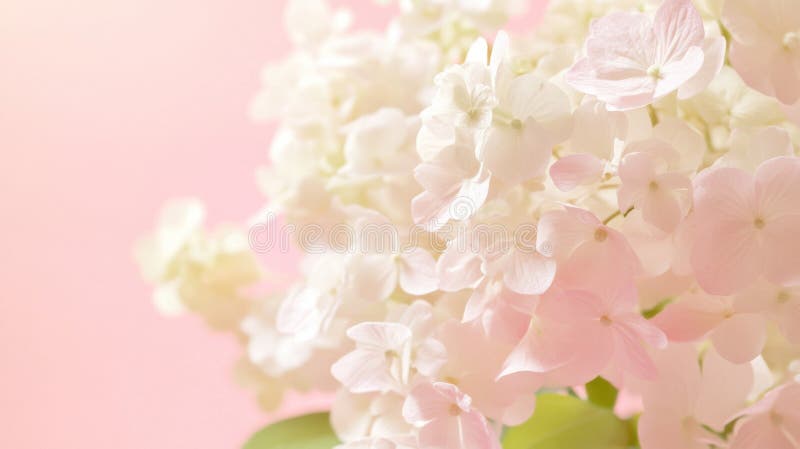 Pink Hydrangea Flowers Background with Soft Lighting, Copy Space Stock ...