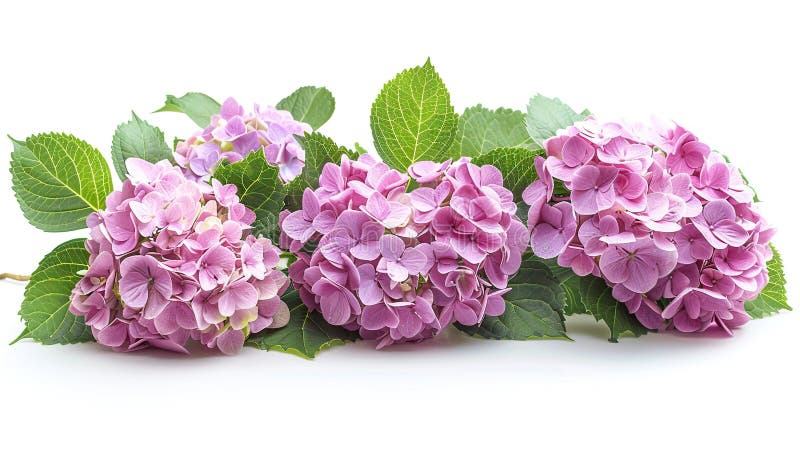 Pink Hydrangeas on White Background Stock Illustration - Illustration ...