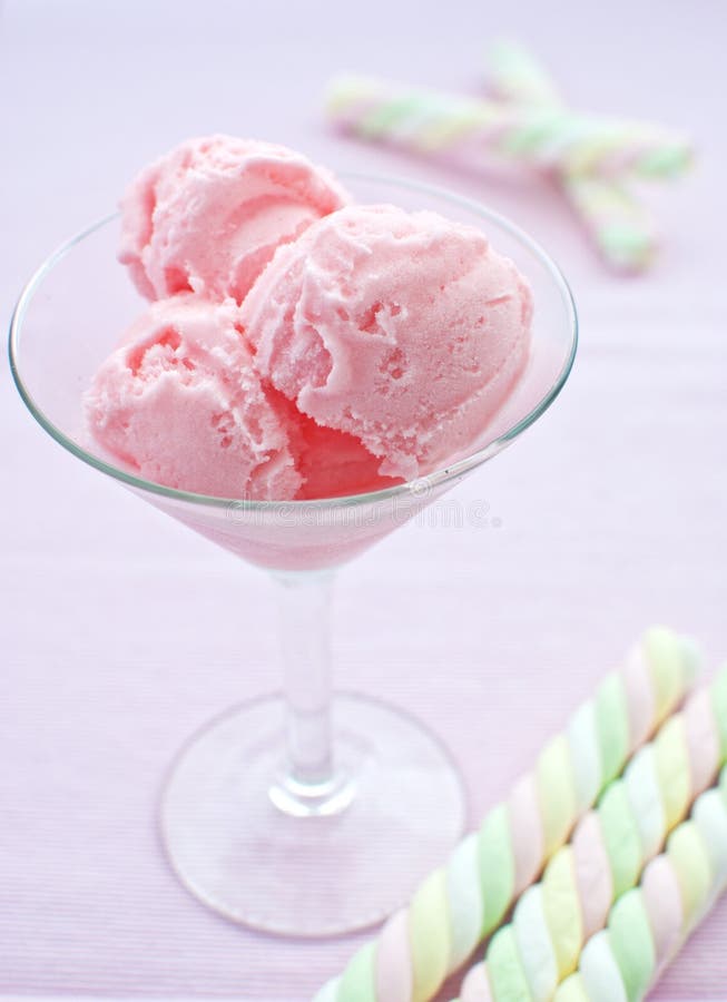 Pink ice cream stock photo. Image of eating, garnish - 25129500