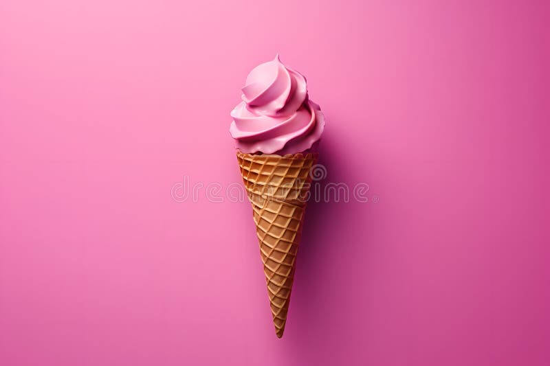 Pink Ice Cream on Barbie Pink Background Stock Illustration ...