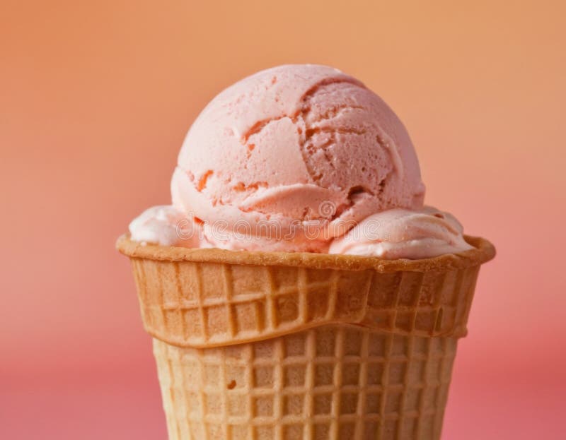 A Pink Ice Cream Cone with Pink Ice Cream and Pink Ice Cream Scoops ...