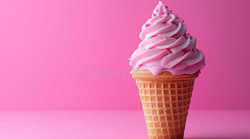 Pink Ice Cream Cone, Sweet Summer Dessert Celebration Generated by AI ...