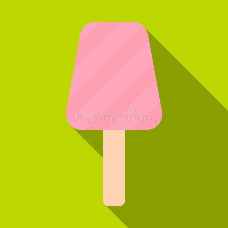 Pink Ice Cream Icon, Flat Style Stock Vector - Illustration of freeze ...