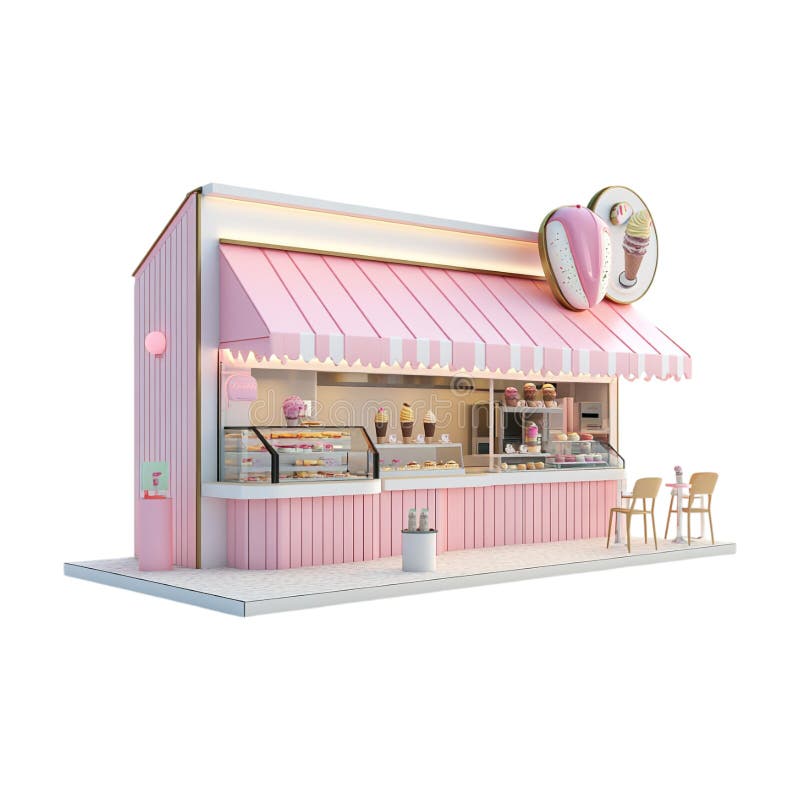 Pink Ice Cream Kiosk Design on Transparent Background Stock ...