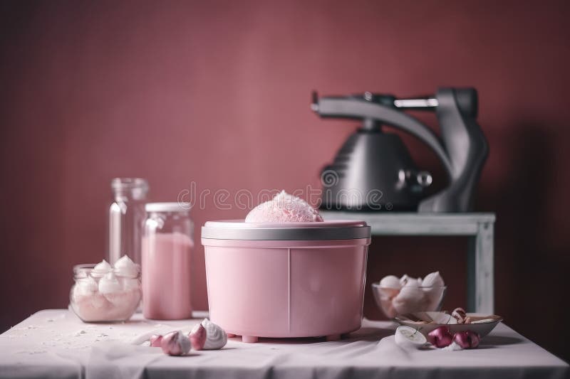 A Pink Ice Cream Machine Sitting on Top of a Table Stock Illustration ...
