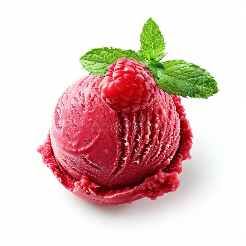 Raspberry Sorbet with Mint and Vibrant Deep Pink Elegance Stock Image ...