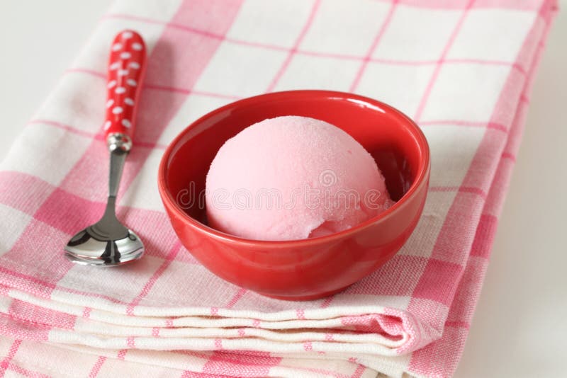 Pink Ice Cream in Red Ceramic Cup Stock Photo - Image of close, gourmet ...