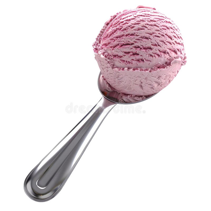 Pink Ice Cream Scoop on a Spoon Stock Illustration - Illustration of ...