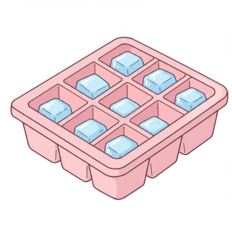 Pink Ice Cube Tray with Blue Ice Cubes Stock Illustration ...