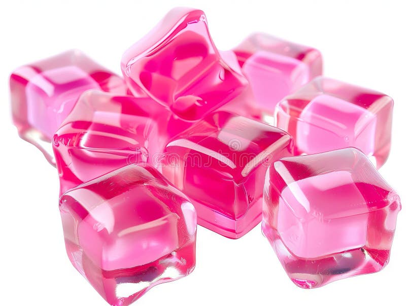 Pink Ice Cubes Isolated on White Stock Image - Image of cubes, glass ...